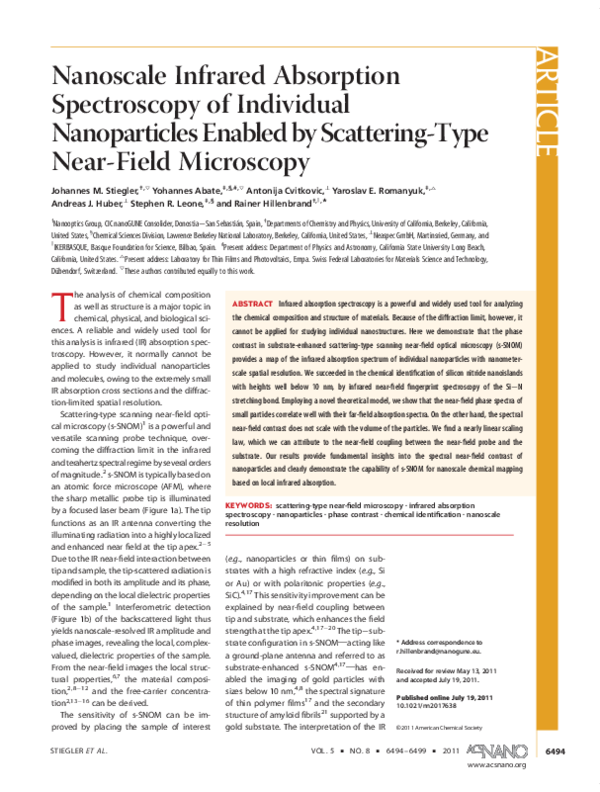 (PDF) Nanoscale Infrared Absorption Spectroscopy of Individual ...