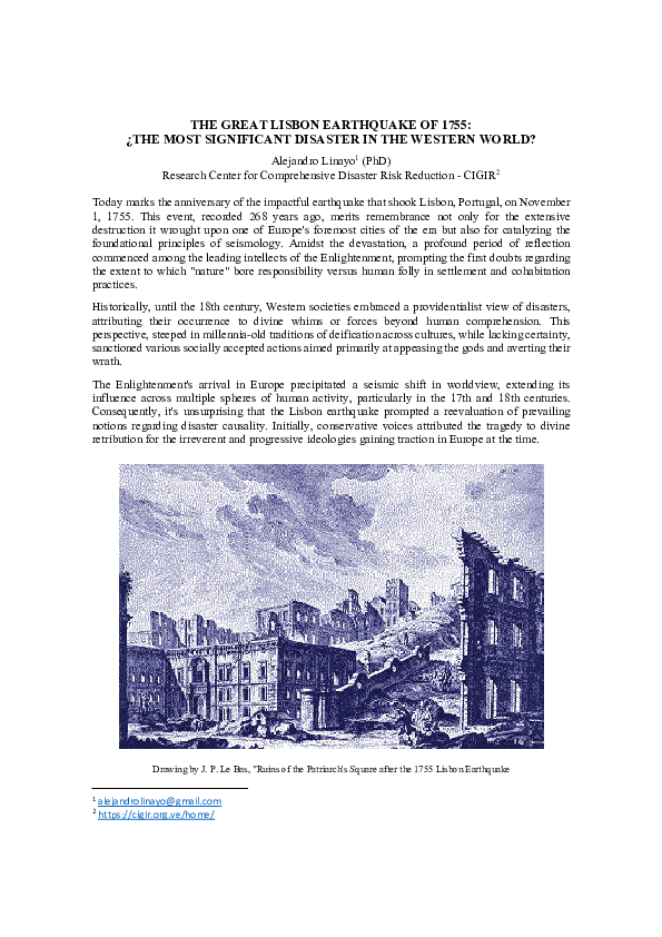 (PDF) THE GREAT LISBON EARTHQUAKE OF 1755: ¿THE MOST SIGNIFICANT ...
