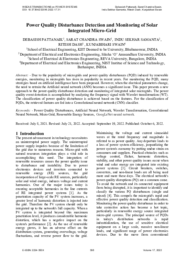 (PDF) Power Quality Disturbance Detection and Monitoring of Solar Integrated Micro-Grid ...