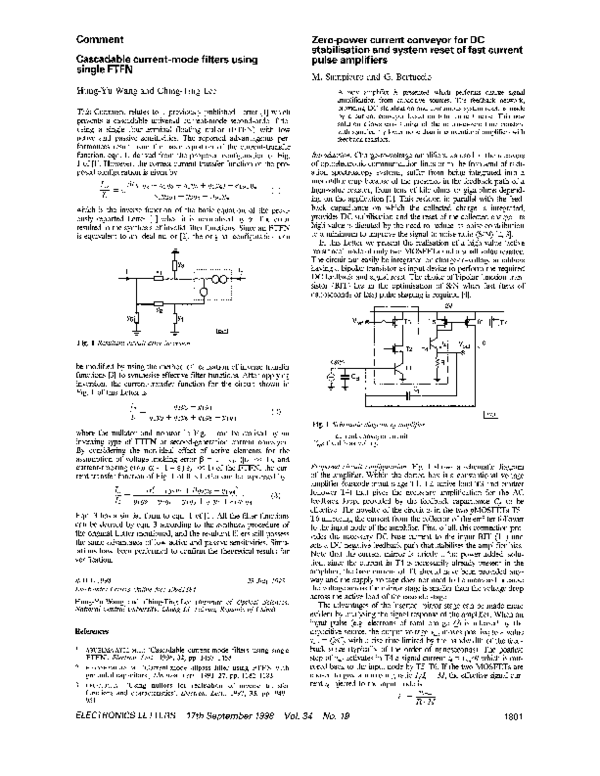 (PDF) Zero-power current conveyor for DC stabilisation and system reset ...