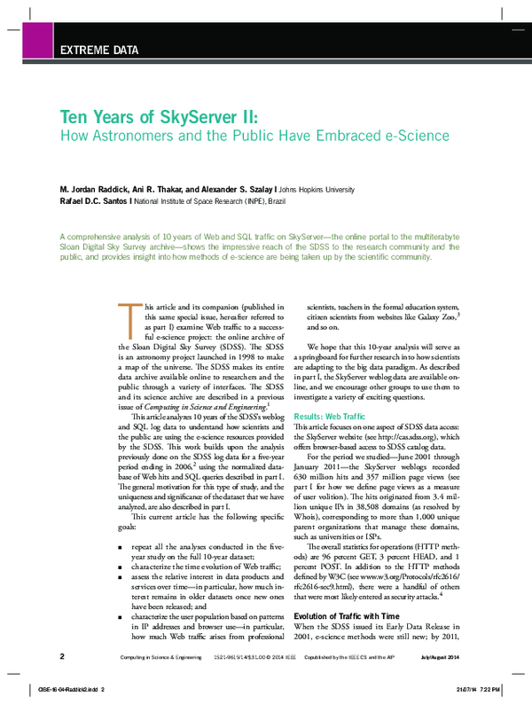(PDF) Ten Years of SkyServer II: How Astronomers and the Public Have Embraced e-Science | Ani ...