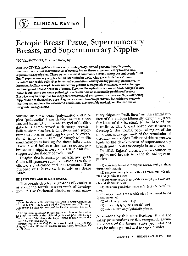(PDF) Ectopic Breast Tissue, Supernumerary Breasts, and Supernumerary ...