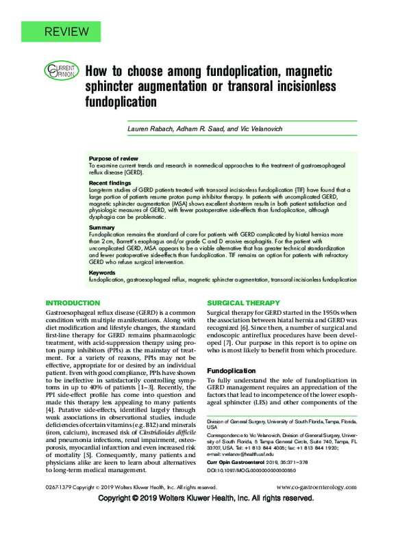 (PDF) How to choose among fundoplication, magnetic sphincter ...