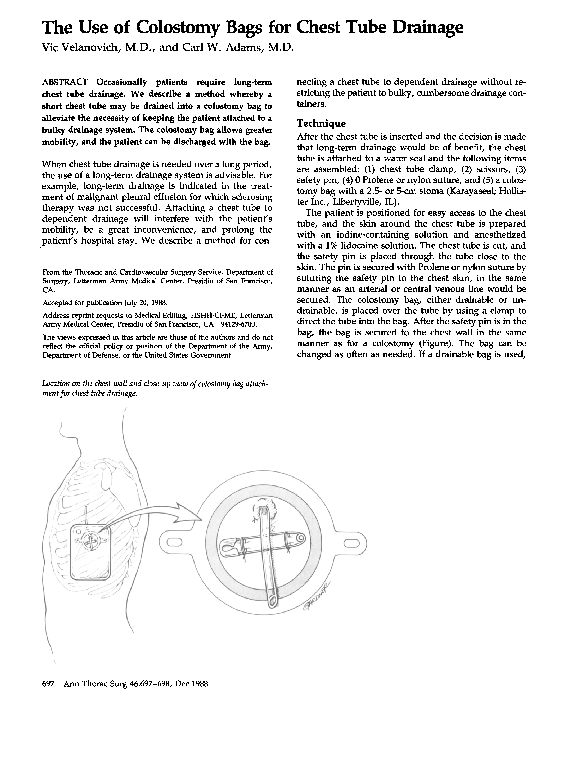 (PDF) The Use of Colostomy Bags for Chest Tube Drainage