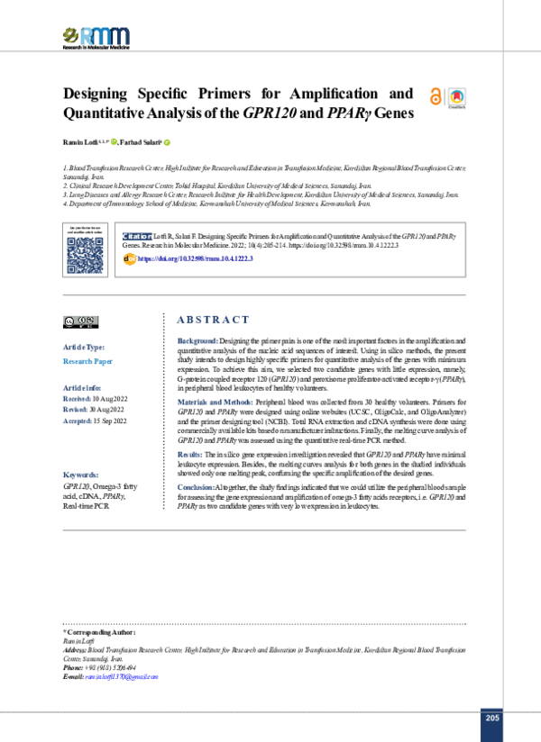 (PDF) Designing Specific Primers for Amplification and Quantitative ...
