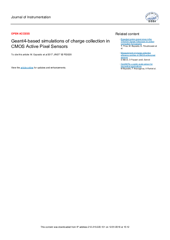 (PDF) Geant4-based simulations of charge collection in CMOS Active Pixel Sensors