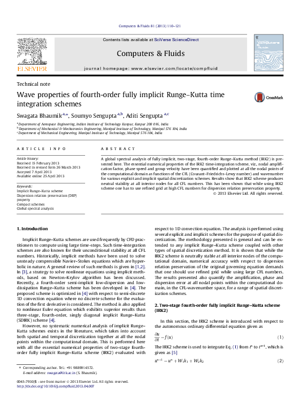 (PDF) Wave properties of fourth-order fully implicit Runge–Kutta time integration schemes