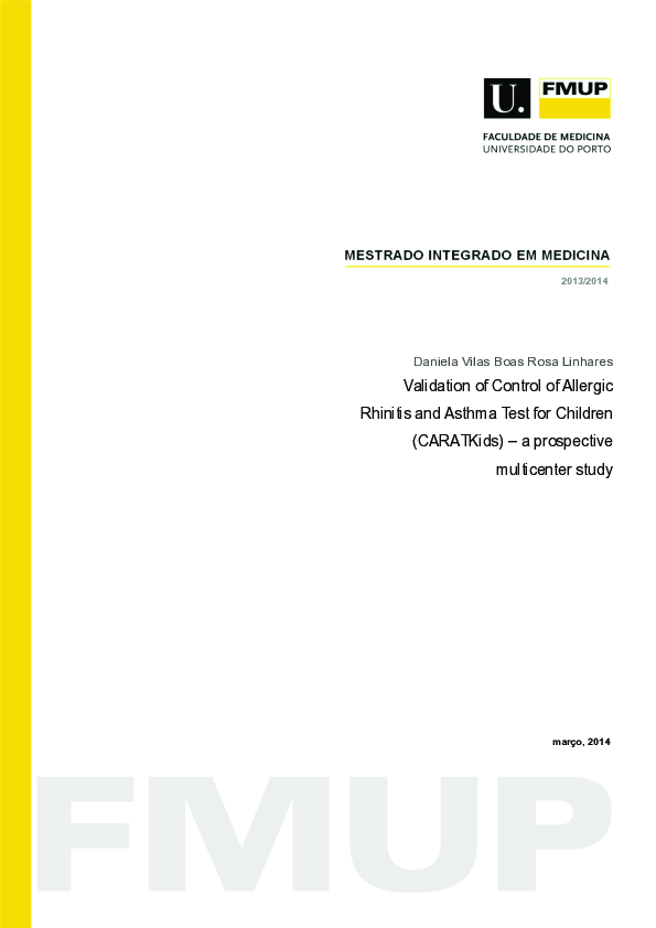 (PDF) Validation of Control of Allergic Rhinitis and Asthma Test for ...