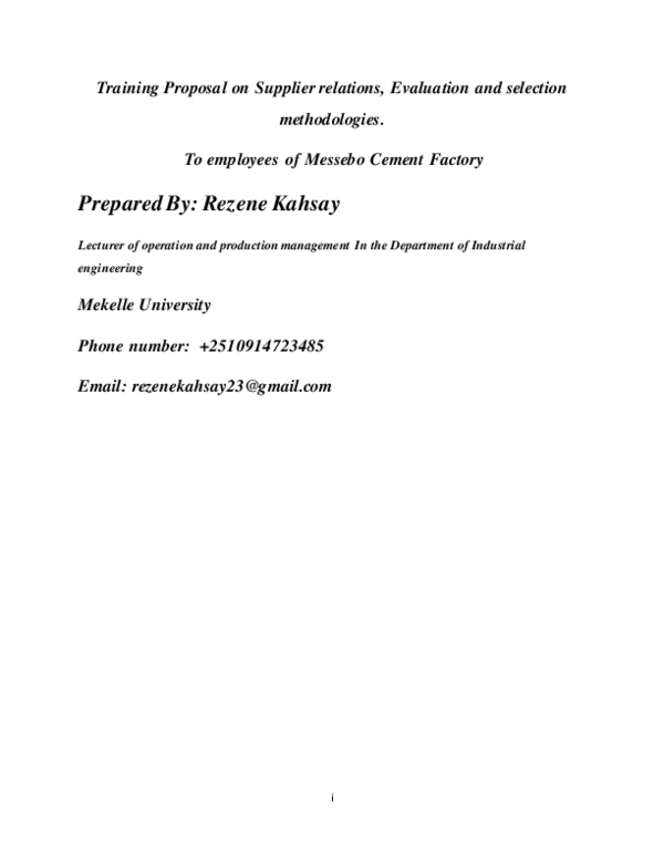 Pdf Proposal Of Supplier Selection And Evaluation