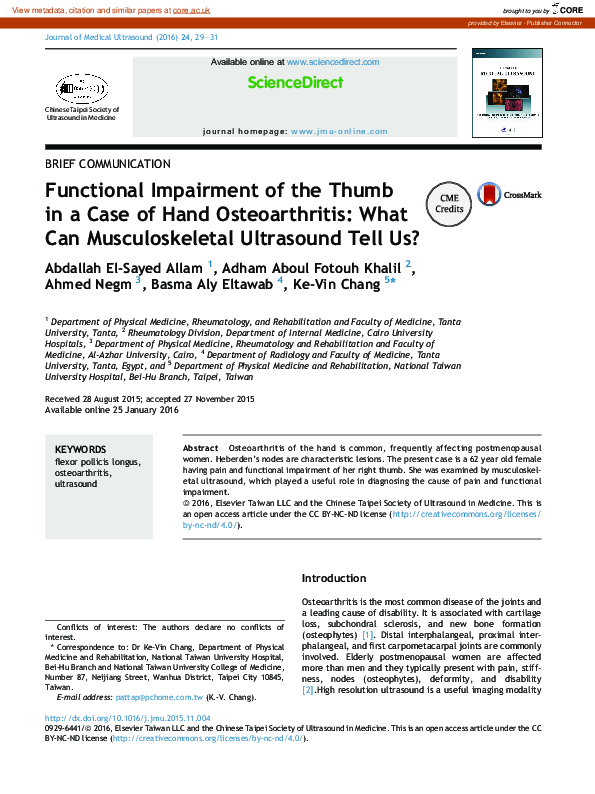 (PDF) Functional Impairment of the Thumb in a Case of Hand ...