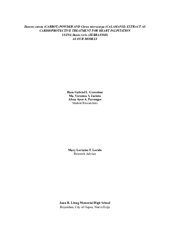 (PDF) Daucus carota (CARROT) POWDER AND Citrus microcarpa (CALAMANSI ...