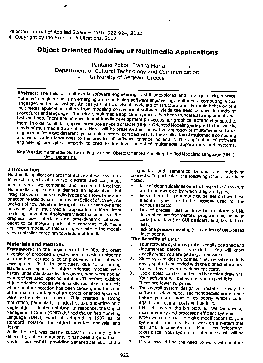 Pdf Object Oriented Modeling Of Multimedia Applications 2642