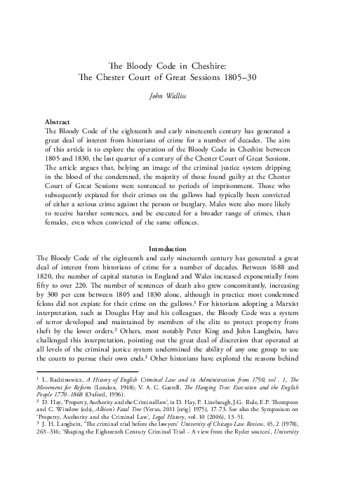 (PDF) The Bloody Code in Cheshire: The Chester Court of Great Sessions ...