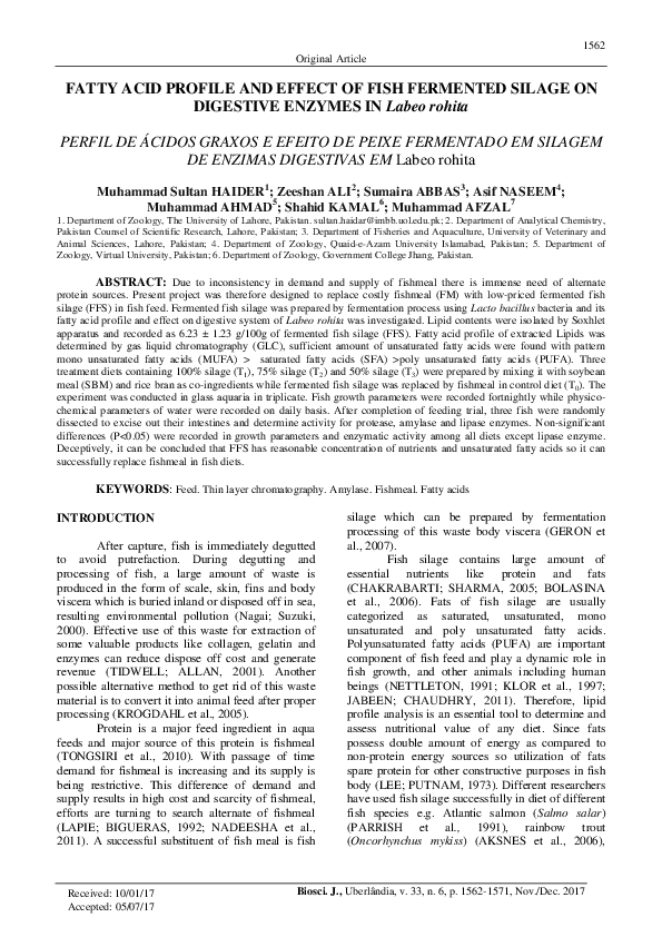 (PDF) Fatty acid profile and effect of fish fermented silage on ...