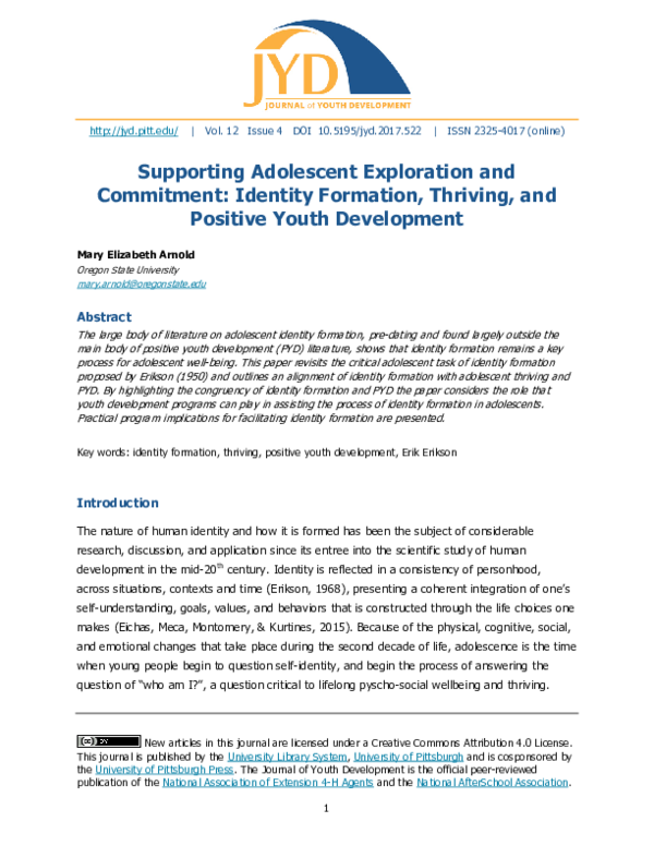 (PDF) Supporting Adolescent Exploration and Commitment: Identity ...