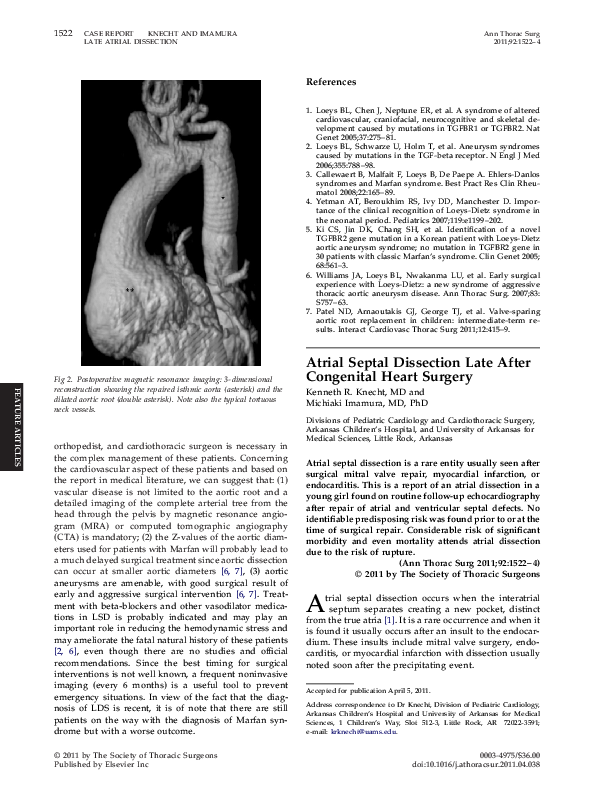 (PDF) Atrial Septal Dissection Late After Congenital Heart Surgery