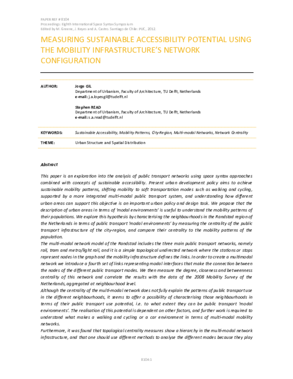 (PDF) Measuring sustainable accessibility potential using the mobility ...