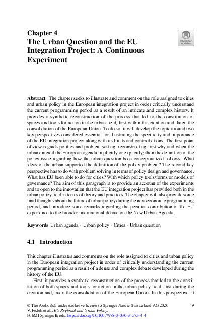 (PDF) The Urban Question and the EU Integration Project: A Continuous ...