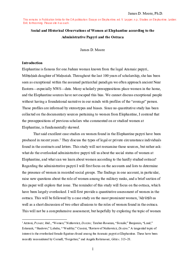 (PDF) Social and Historical Observations of Women at Elephantine ...