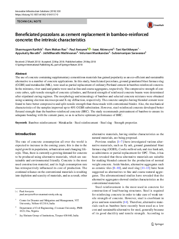 (PDF) Beneficiated pozzolans as cement replacement in bamboo-reinforced ...