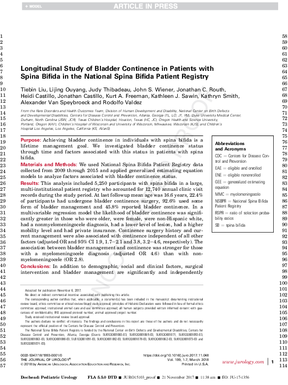 (PDF) Longitudinal Study of Bladder Continence among People with Spina ...