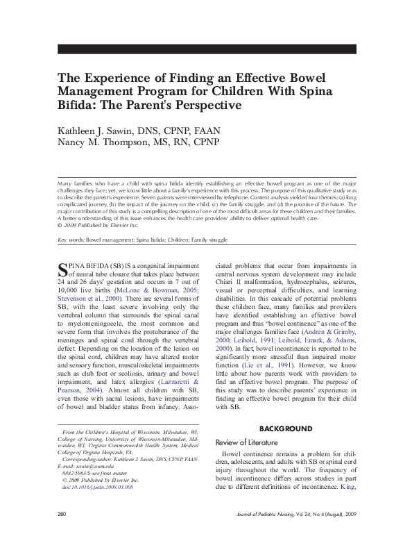 (PDF) The Experience of Finding an Effective Bowel Management Program ...