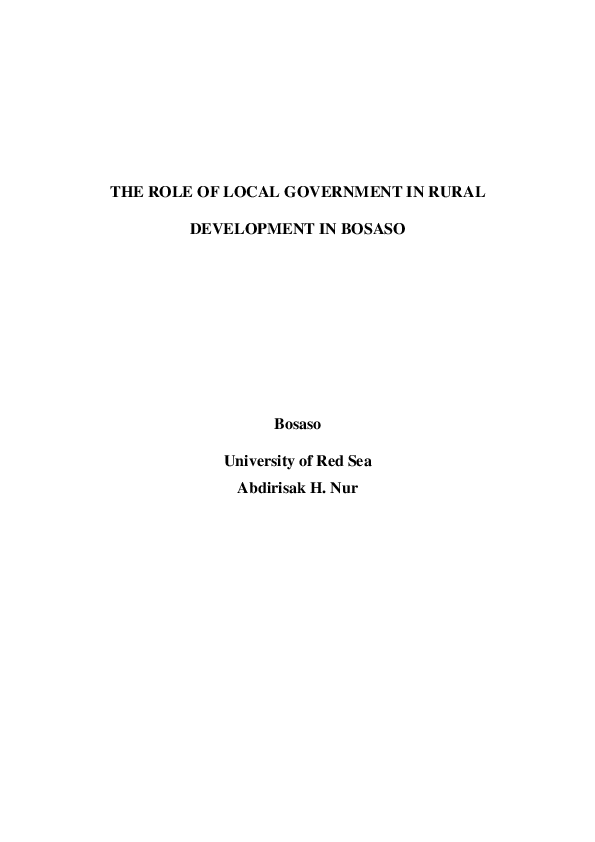 (PDF) THE ROLE OF LOCAL GOVERNMENT IN RURAL DEVELOPMENT.