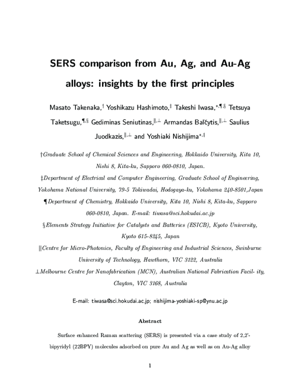 (PDF) SERS Comparison from Au, Ag, and Au-Ag Alloys: Insights by the ...