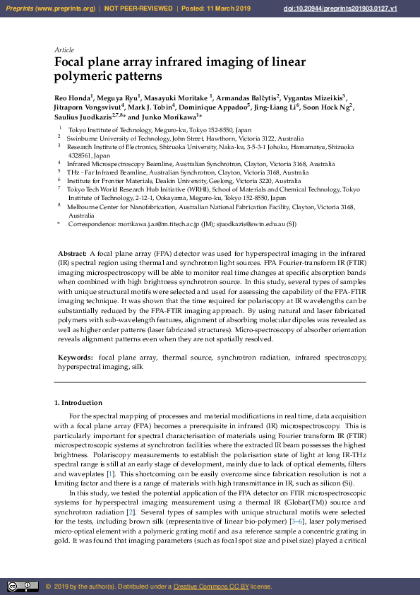 (PDF) Focal Plane Array Infrared Imaging of Linear Polymeric Patterns