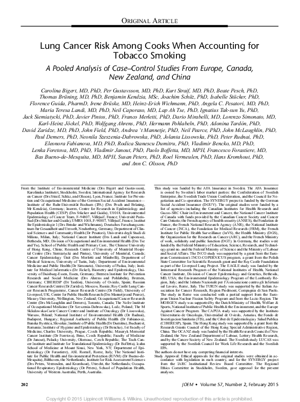 (PDF) Lung cancer risk among cooks when accounting for tobacco smoking ...