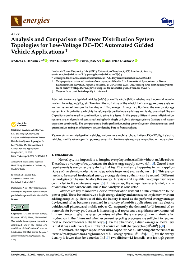 (PDF) Power Distribution for Low-Voltage AGVs