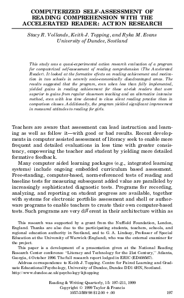 (PDF) Computerized Self-Assessment of Reading Comprehension with the Accelerated Reader: Action ...