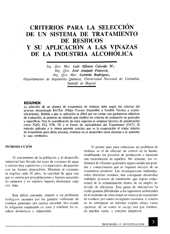 (PDF) Criterios para la seleccion de un sistema de tratamiento de residuos y su aplicación a las ...