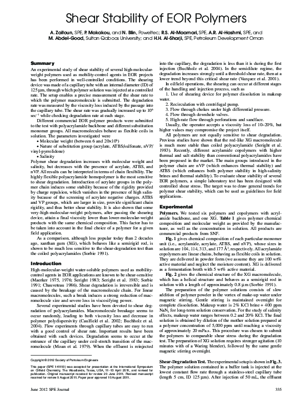 (PDF) Shear Stability of EOR Polymers