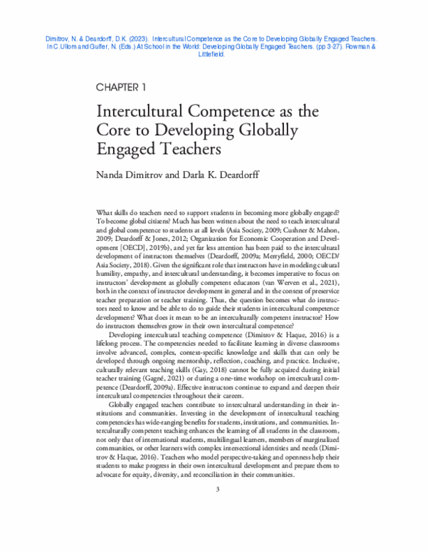 (PDF) Intercultural Competence as the Core to Developing Globally ...