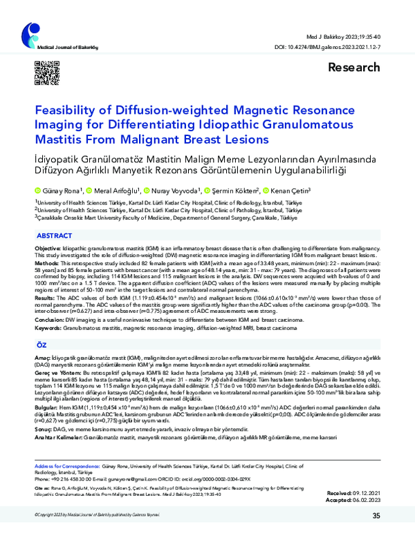(PDF) Feasibility of Diffusion-weighted Magnetic Resonance Imaging for ...