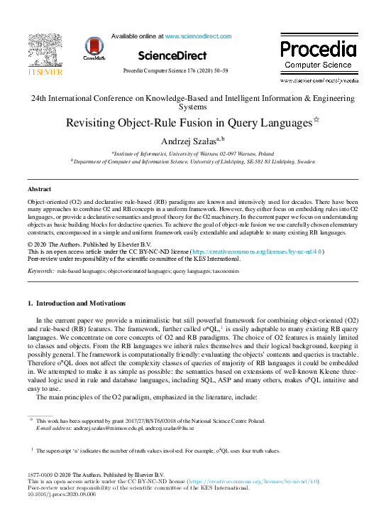 (PDF) Revisiting Object-Rule Fusion in Query Languages