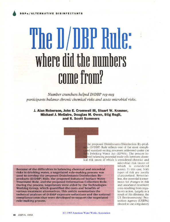 (PDF) The D/DBP Rule: where did the numbers come from?