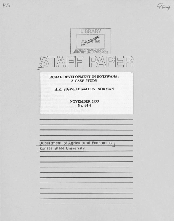 (PDF) Rural Development in Botswana: A Case Study