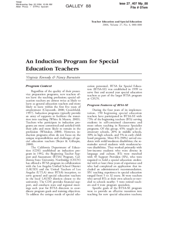 (PDF) An Induction Program for Special Education Teachers | Virginia ...