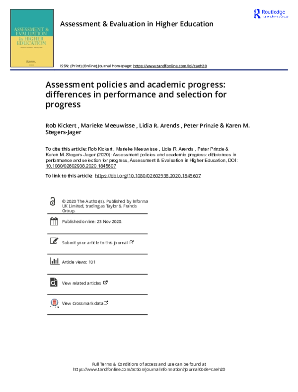 (PDF) Assessment policies and academic progress: differences in ...