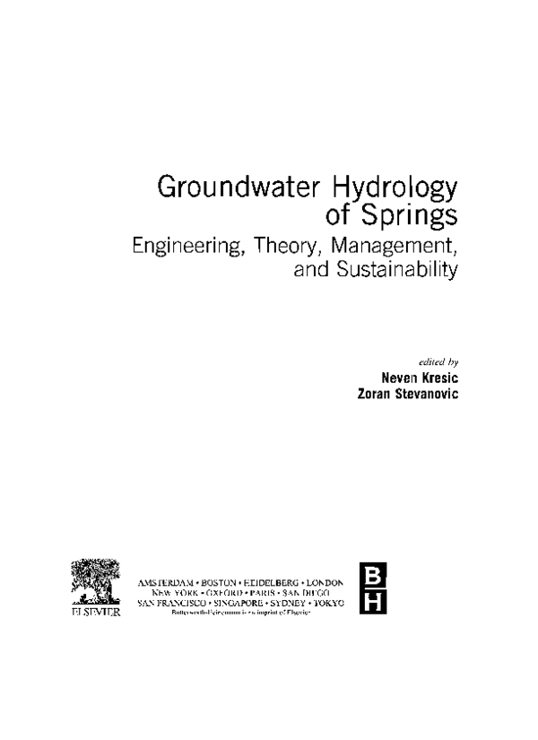 (PDF) Groundwater hydrology of springs: engineering, theory, management, and sustainability