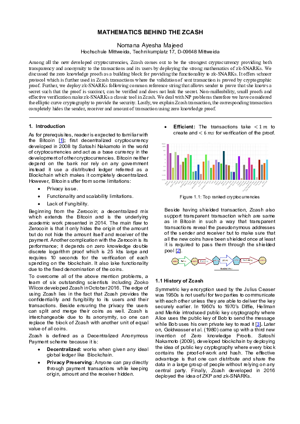 (PDF) Mathematics behind the Zcash