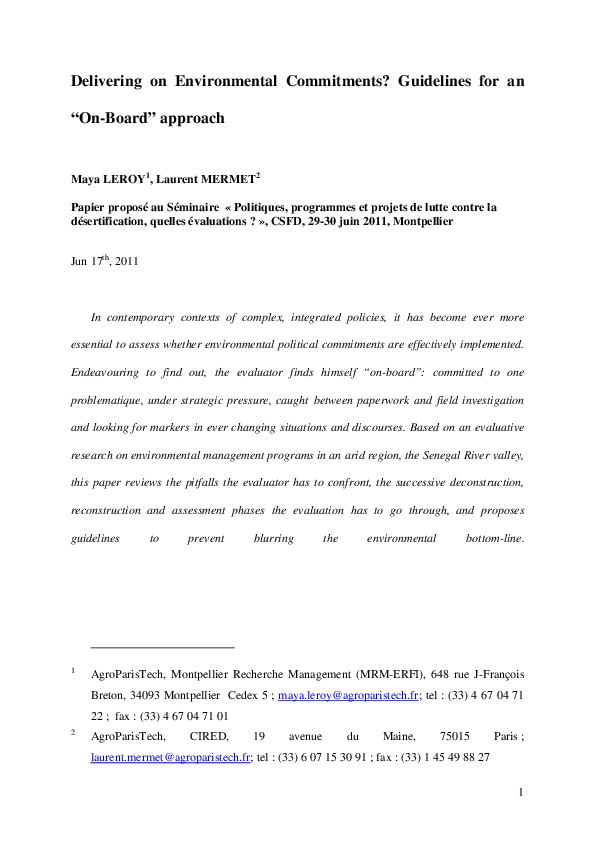 (PDF) Delivering on Environmental Commitments? Guidelines for the « On ...