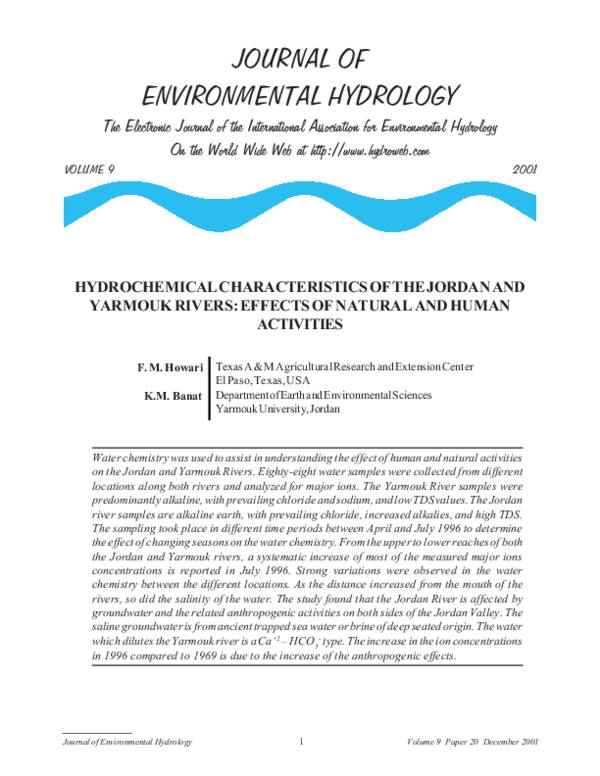 (PDF) Hydrochemical characteristics of Jordan and Yarmouk river waters ...