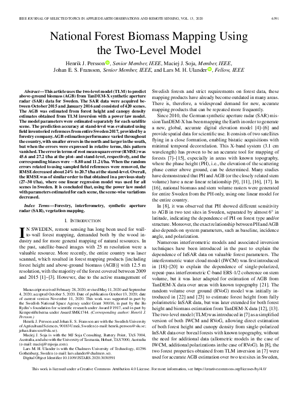 (PDF) National Forest Biomass Mapping Using the Two-Level Model