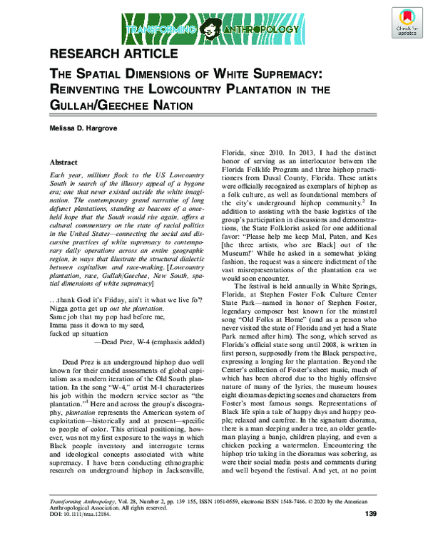 (PDF) The Spatial Dimensions of White Supremacy: Reinventing the ...