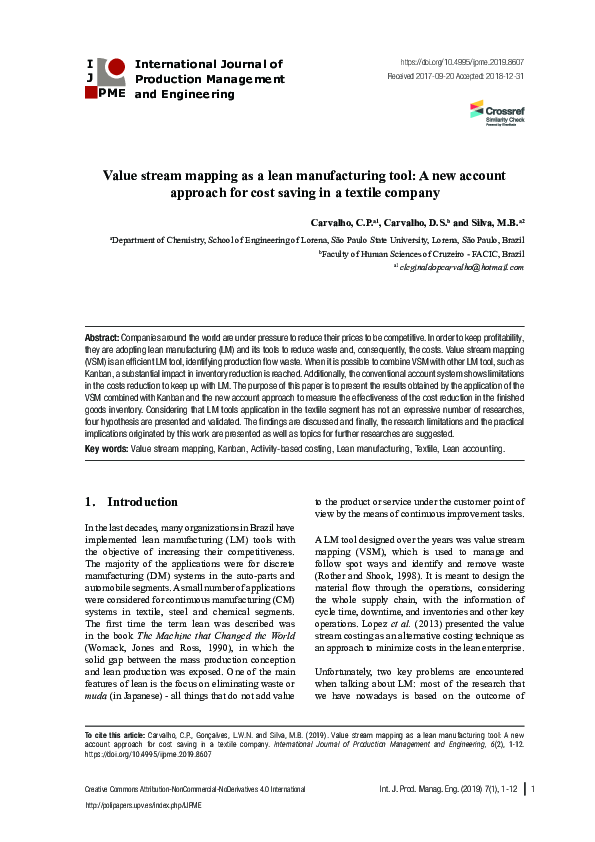 (PDF) Value stream mapping as a lean manufacturing tool: A new account ...