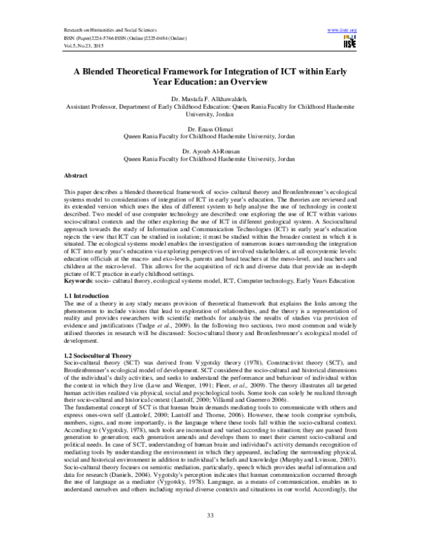 (PDF) A Blended Theoretical Framework for Integration of ICT within ...