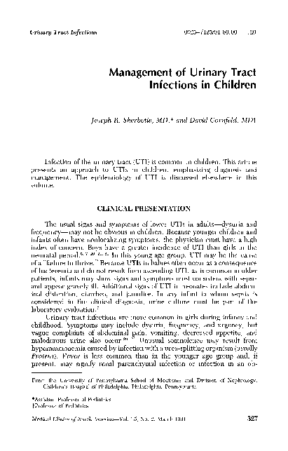 (PDF) The Management of Urinary Tract Infections in Children Without ...